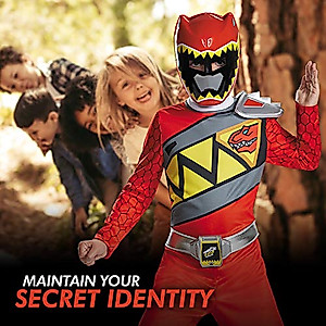 Red Power Rangers Costume for Kids. Official Licensed Red Ranger Dino Charge Classic Power Ranger Suit with Mask for Boys & Girls, Large (10-12)