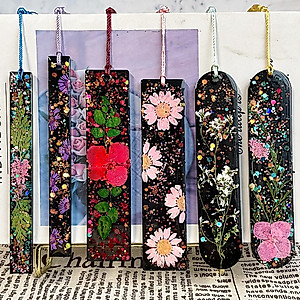 RESINWORLD Set of 3 Shiny Bookmarks Silicone Mold, Bookmark Resin Mold with Tassels, Small Medium Rectangle Bookmark Mold