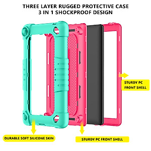 Mignova for Walmart Onn 7 2022 Model Gen 3 7 inch/for New Walmart Onn 7 3rd Gen 100071481 Tablet Case Shockproof Kids Friendly Armor Case Kickstand Shoulder Hand Strap Protective Shell (Green+Pink)