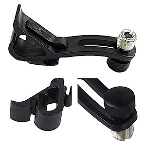 iayokocc Shockproof Drum Rim Microphone Clip, Microphone Shockproof Clip for Microphone Clamps Holder with Groove Gear(Black)