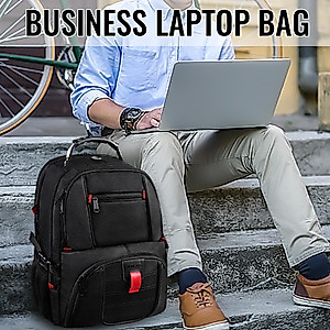 YOREPEK Travel Backpack, Extra Large 50L Laptop Backpacks for Men Women, Water Resistant College School Bookbag Airline Approved Business Work Bag with USB Charging Port Fits 17 Inch Computer, Black