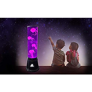 Elegantoss LED Round Jellyfish Lava Lamp with 7 Color Changing Light Effects, Remote. A Sensory Synthetic Jelly Fish Aquarium Tank 14 inches Tall Mood Lamp.