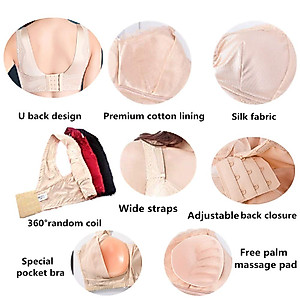KAHIOE Pocket Bra with Lighe Silicone Breast Fake Froms Mastectomy Bra Cancer Fill Artificial Boobs Black