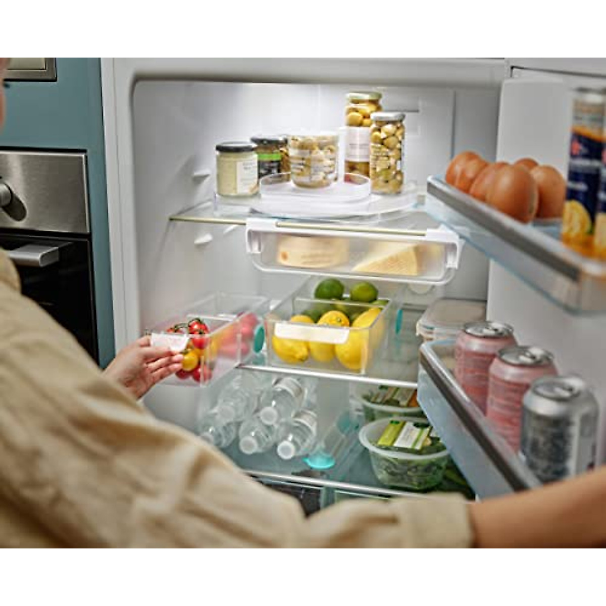 Joseph Joseph FridgeStore Compact Fridge Storage Bin, Small, Clear/Blue