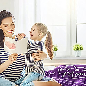 Aiishow Gifts Blanket for Mom Mother's Day, 59 inch x79 Cozy Flannel Throw Blankets, I Love You Print Women, Unique Mother from Daughter or Son, Birthday, Mothers Day (FBA-43AIS-US-ILYMQT-ZY)