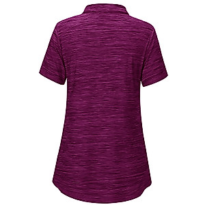 Viracy Womens Golf Apparel, V Neck Yoga Tops Short Sleeve Quick Dry Loose Fit Lightweight Breathable Running Hiking Workout Clothes, Purple-2XL