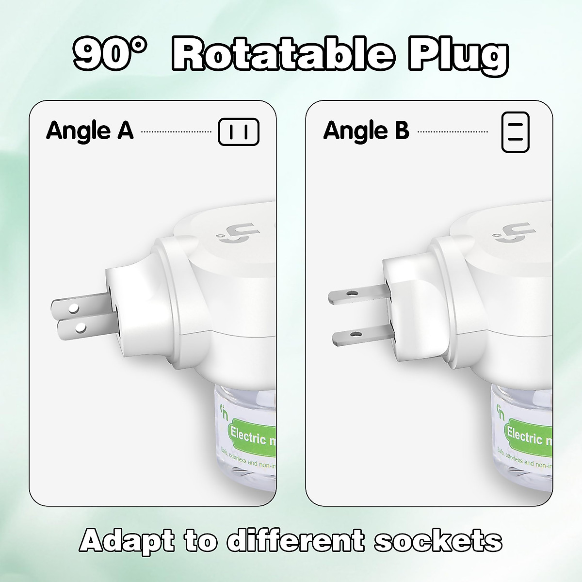 Ddrihlees Mosquito Repeller, Electronic Mosquito Repellent Plug in Indoor Use, Includes 2-Pack 280 Hr Repellent Refills, No Candles or Flames, DEET-Free, for Home, Bedroom, Office, Kitchen (White)