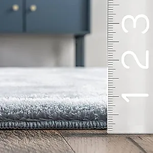 nuLOOM Loni Solid 4 Round Machine Washable Accent Shag Rug for Living Room Bedroom Dining Room Nursery Entryway, Light Blue/Ivory