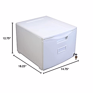Storex Plastic One-Drawer File Cabinet – Locking Document Organizer for Home and Office, White, 1-Pack (61271B01C)