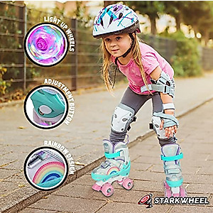 STARKWHEEL Roller Skate Shoes for Kids - Adjustable Girl Rollerskates, EU Sizes 37-39 - Light Up Wheels Skates - Best Birthday Gifts for Girls and Boys Ages 3 4 5 6-12 Year Old