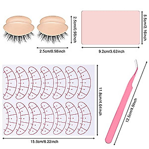 6 Pairs Replacement Eyelids Removable Realistic Eyelids with Eyelashes for Mannequin Head with 10 Pieces Eye Mapping Stickers for Lash Extension Training Eyelash Practice, Makeup Eyelash (Nude)