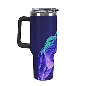 YTLKGFP 40 Oz Large Capacity Car Cup Green Dinosaur Style Tumbler with Handle (Black) Straw Lid Insulated Stainless Steel Water Bottle Travel Mug Leak-proof Car Cup Keeps Cold Or Hot