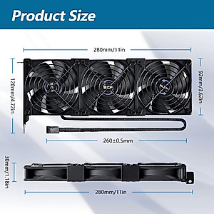 SCCCF 3x90mm 92mm Graphic Card Fans, Graphics Card Cooler, Video Card VGA Cooler, PCI Slot Fan GPU Cooler