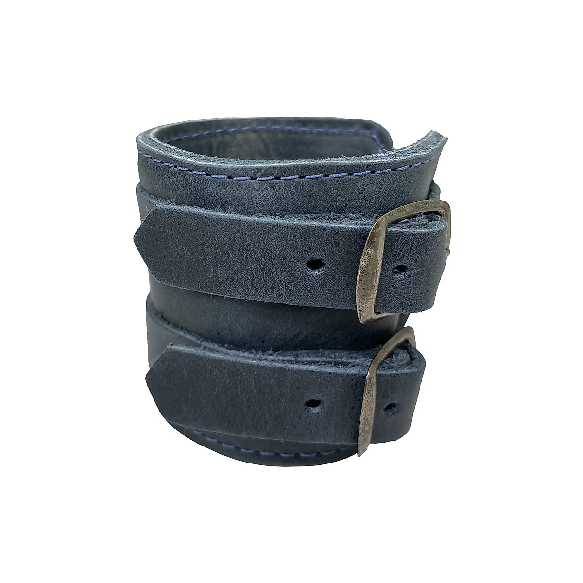 Hide & Drink, Stylish Wrist Wallet Cuff, Wristband with Secret Pouch, Cash Holder, Money Organizer, Full Grain Leather, Handmade,Slate Blue