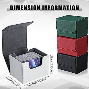 Yookeer 4 Pieces Leather Deck Card Boxes Cards Deck Game Box for Collectible Playing Card Box Compatible with MTG Commander(Black, White, Red, Green,Horizontal)