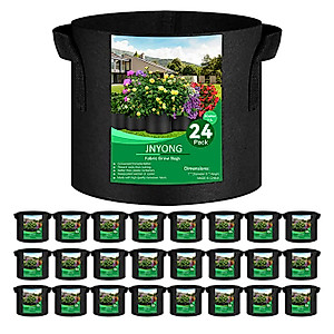 JNYONG 24-Pack 3 Gallon Thickened Non-Woven Grow Bags, Aeration Fabric Pots with Handles