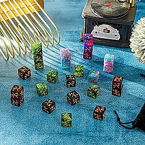 Sumind 48 Pieces MTG Dice Counters Token Dice Compatible with Magic The Gathering Dice Glitter D6 Dice Cube Loyalty Counter Dice Compatible with MTG, CCG, Card Gaming Accessory (Delicate Style)