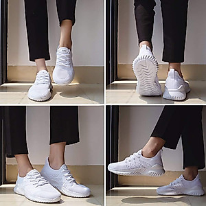 Akk White Sneakers for Women Walking Shoes Womens Comfy Tennis Memory Foam Gym Workout Athletic Nursing Running Work Shoes Size 8