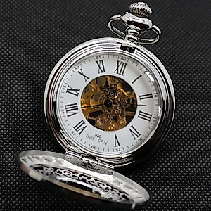 Brelsen Signature Silver Mechanical Demi Half Hunter Pocket Watch