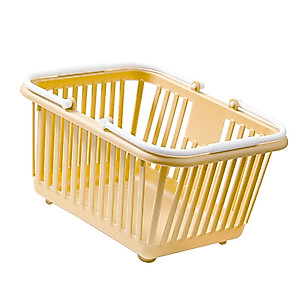SIXRUN Mini Storage Basket Multifunctional Compact Plastic Organizer Basket with Handle for Desk Mini Storage Basket (Yellow)