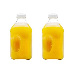Jartastix 64-Oz Glass Milk Jugs with Caps (2 Pack) - 64 Ounce Food Grade Glass Bottles - Dishwasher Safe - Bottles for Milk, Buttermilk, Juice, Tomato Sauce, Jam, Barbecue Sauce (64oz // 2 Pack)