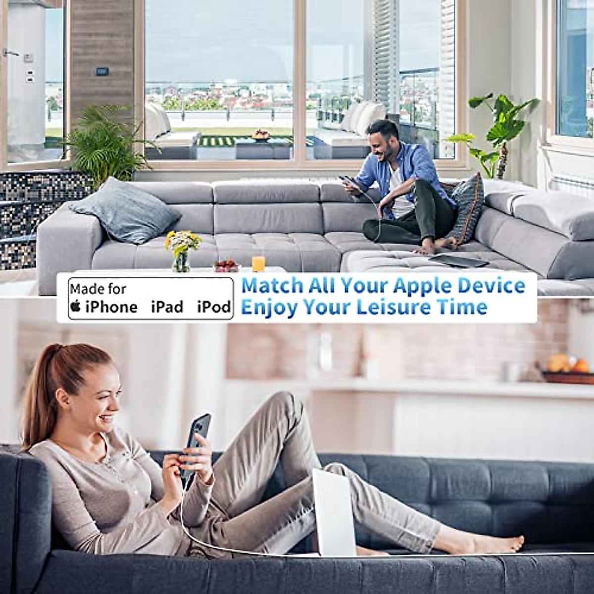 [Apple MFi Certified] iPhone Charger Fast Charging, Kindtoy 3Pack 20W PD USB-C Wall Charger + 3Pack 6FT Type-C to Lightning Cable Quick Charge Compatible with iPhone 14 13 12 11 Pro Max/XS/XR/X 8/iPad