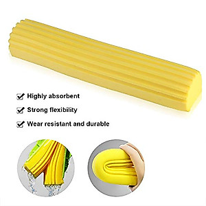 PVA Sponge Roller Mop Head Refills, Sponge Mop Head Replacement Super Absorbent Roller Mop Refill Sponge Mop Head Refill PVA Foam Professional Mop Head for Home Cleaning Tool, Yellow, Set of 2