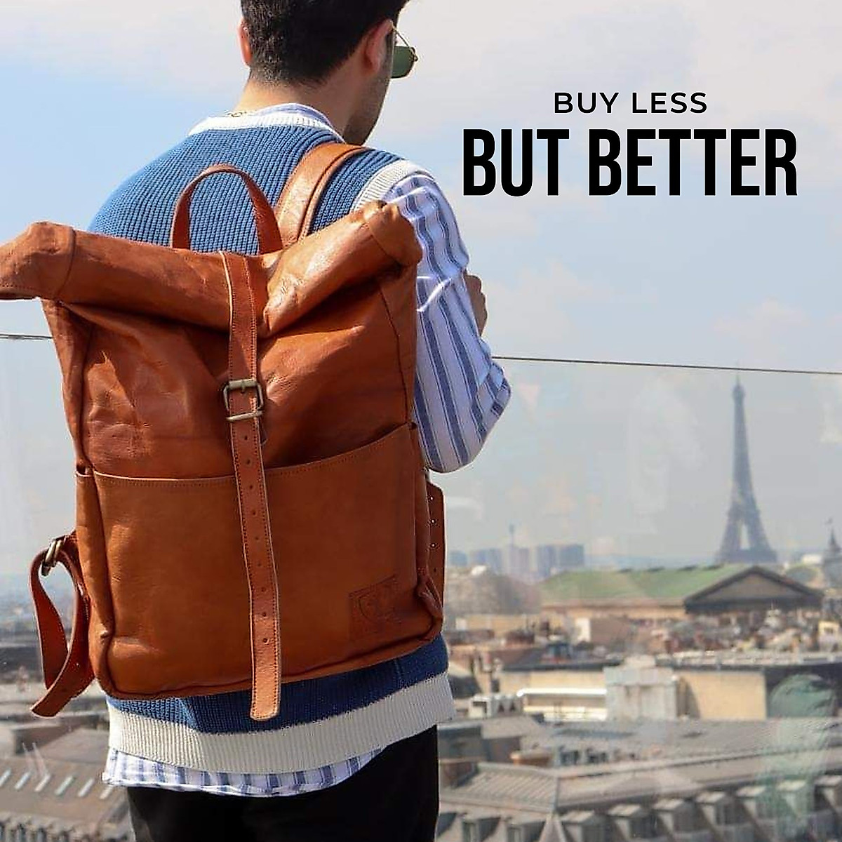 BERLINER BAGS Vintage Leather Backpack Paris XL, Large Waterproof Bookbag for Men and Women - Brown (Brown - Cognac)