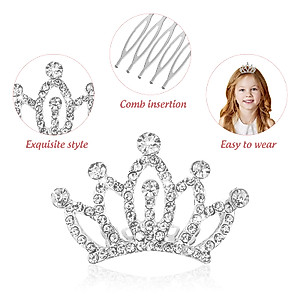 minkissy 4pcs Crown Comb Hair Clips Medium Girl Hair Clips Combs for Kids Cute Tiaras Small Rhinestone Tiara Mini Rhinestone Mini Tiara Crowns for Little Girls Kids Party Headdress Silver