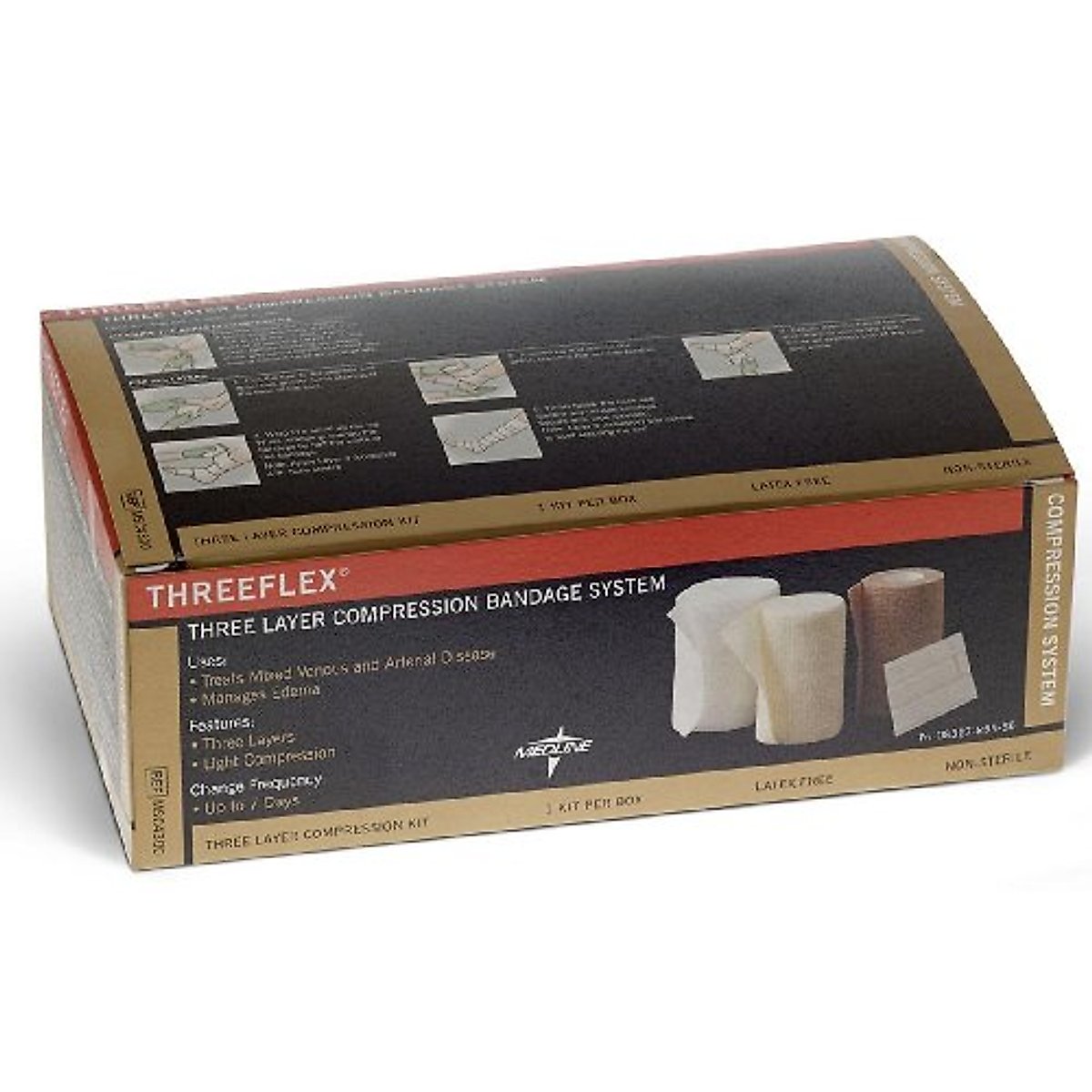 Medline Threeflex 3-Layer Compression Bandage System, 8 Count