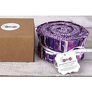 Soimoi 40Pcs Tie Dye Print Cotton Precut Fabrics for Quilting Craft Strips 2.5x42inches Jelly Roll - Purple