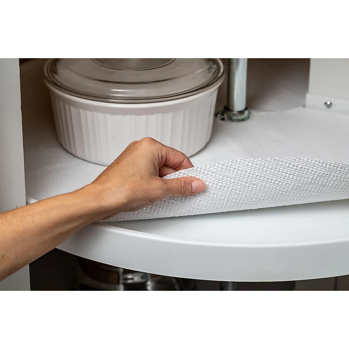 Smooth Top EasyLiner Lazy Susan Liner Kit - Easy to Install, Circular, Non Slip Shelf Liner for Lazy Susan Kitchen Cupboards and Shelves, 30 Inch Diameter, White, 2-Pack