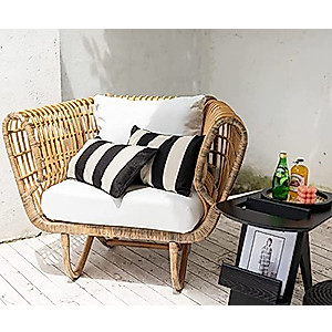 ABOUND LIFESTYLE Insert Included Outdoor Pillows Waterproof, Striped Outdoor Lumbar Pillow Set of 2, All-Season Cushions for Patio Furniture, Patio Furniture Pillows, Outdoor Throw Pillows (12”x20”)