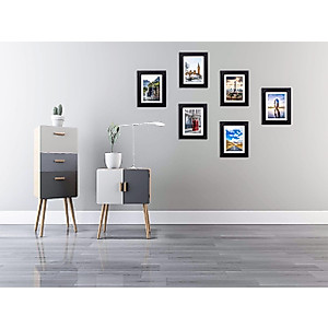 The Display Guys - Minimalist Wooden Picture Frame w. Tempered Glass - 6x8 matted to 5x7 - Tabletop Easel - Black