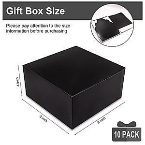 opaprain 8x8x4 inch 10 pack small black gift box with lid, easy to assemble, used for Christmas gift, bridesmaid proposal box, wedding and birthday party gift box.