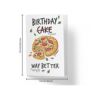 Karto Pizza Birthday Card For Men Women, Large 5.5 x 8.5 Happy Birthday Card For Him Her, Birthday Card For Husband, Birthday Card For Brother Sister, Nephew, Niece Pizza Cake