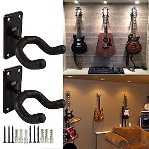 Guitar Hanger 2 Pack Guitar Wall Mount Hangers for Electric Acoustic and Bass Guitars Ukulele