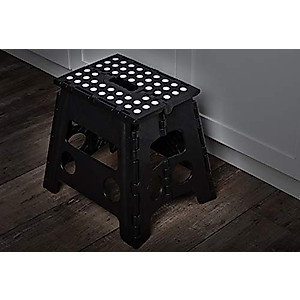 Folding Step Stool, 13 Inch - The Anti-Skid Step Stool is Sturdy to Support Adults and Safe Enough for Kids. Opens Easy with One Flip. Great for Kitchen, Bathroom, Bedroom, Kids or Adults. (Black)