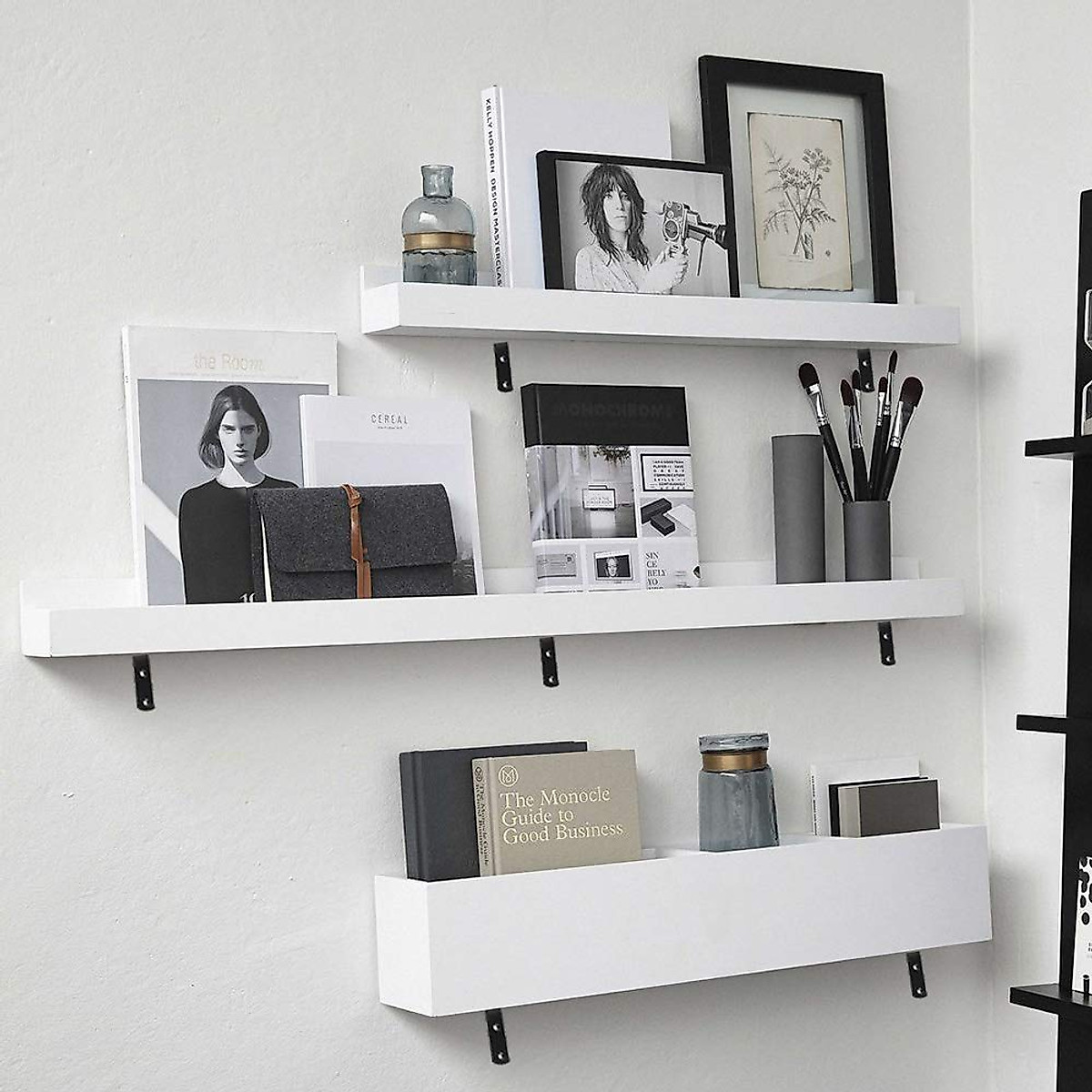 Corner Brace 8 Pcs Shelf Bracket Heavy Duty Black Steel L Corner Brace, Decorative Joint Angle Bracket for Shelf 5 InchX3 Inch Shelves Wall Hanging Bracket with Screws (125X75mm(5 InchX3 Inch)(8PCS))