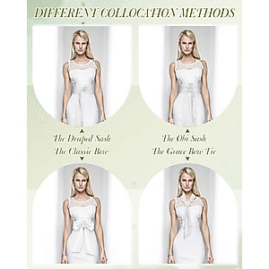 Glitopper Women Satin Waist Belts Dress Sash Waist Belt for Special Occasion Bridal Wedding Prom Formal 3.5'' Wide(White)