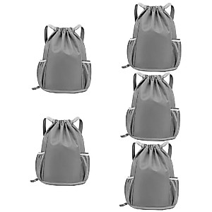 VALICLUD 5pcs Travel Bag Basketball Bag Drawstring Bag with Shoes Compartment Shoes Organizer Drawstring Bag with Water Bottle Holder Gym Bag for Men Sports Cages Nylon Fitness Adjustable