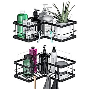 Sinminou Corner Shower Caddy 2 Pack, 304 Stainless Steel Shower Shelf with Adhesive, Wall Mounted Bathroom Shelf Basket, Shower Rack Hanging Storage Organizer