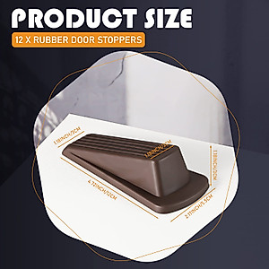 12 Pieces Rubber Door Stoppers Brown Rubber Door Stopper Wedge Large Heavy Duty Flexible Door Holder Door Stop Wedge Anti Slip Door Wedge for Door Bootom on Tile Carpet Wooden Floor Concrete