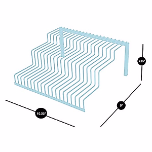 Smart Design Heavy Duty 3-Tier Spice Rack Shelf Organizer - Steel Metal Wire - Cupboard, Jars, Can, Cabinet and Pantry Storage Organization - Kitchen 10.25 x 4.25 Inch - Light Blue