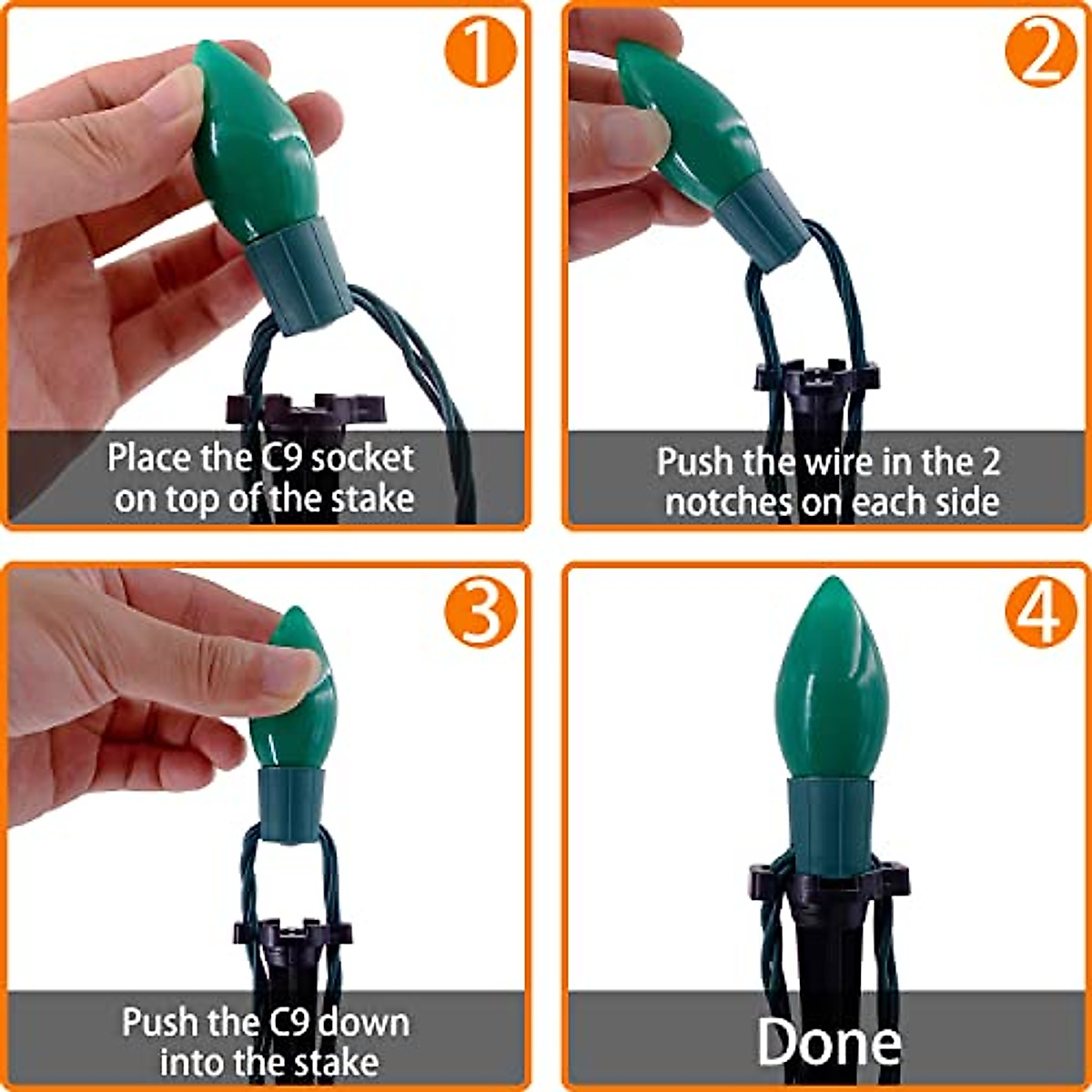 Christmas Light Stakes, 5 Inch Yard Lawn Stakes, 110 Pieces C7 and C9 Light Stake for Christmas Decorations Outdoor Garden Patio Path