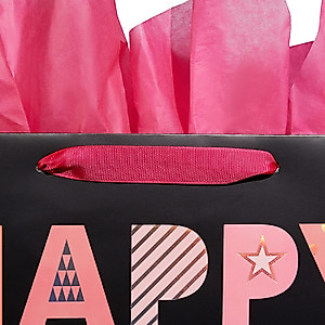 13" Black Gift Bag with Tissue Paper for Girls Birthday Party Bag