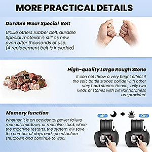 Professional Rock Tumbler for Adults and Kids, 3LB Large Capacity Rock Polisher, ,Ultra Durable Belt, Exclusive Reusable TPE Plastic Polish, 4 Polishing Grits，Christmas Hobby Projects gift for kids