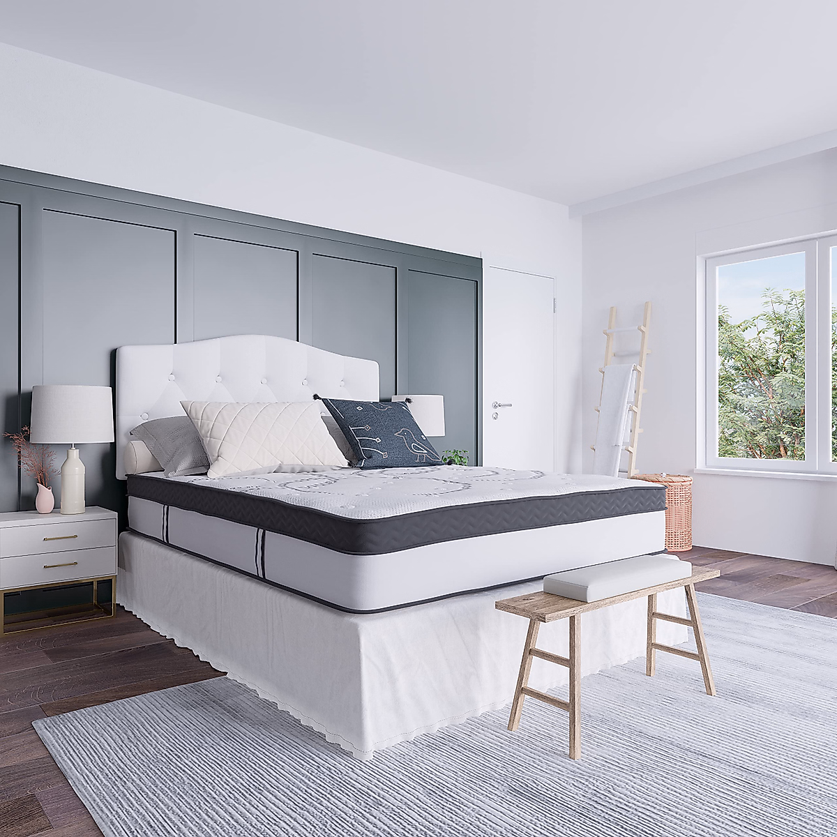 EMMA + OLIVER Astor 12 Inch CertiPUR-US Certified Hybrid Pocket Spring Mattress, Queen Mattress in a Box