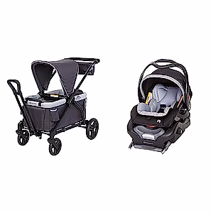Baby Trend Expedition Stroller Wagon & Secure Snap Tech 35 Infant Car Seat, Nimbus 16.5x16.25x28.5 Inch (Pack of 1)