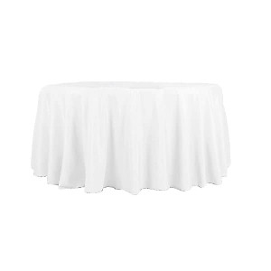 ZOTOYI Tableclothsfactory White 108" Round Polyester Tablecloth